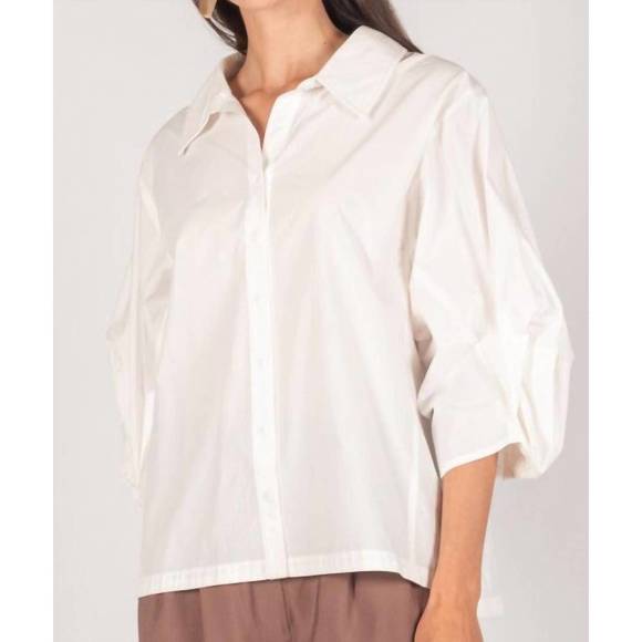 P.CILL | Tops | New Pcill Poplin Bishop Sleeve Top In White | Poshmark